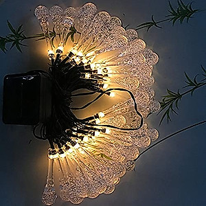 HUADA Solar String Lights Outdoor, LED Raindrop Solar Powered Fairy Lights Waterproof Multicolour Festival Decorative Lighting for Garden Patio Home Fences