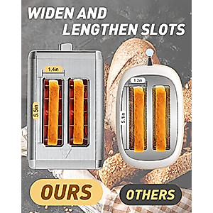 2 Slice Toaster - Stainless Steel Wide Slot Toasters 6 Shade Settings Defrost/Bagel/Cancel with Drop-Down Crumb Tray, Compact Countertop Toaster for Artisan Bread, Muffin, Croissant, Bagel, Waffles