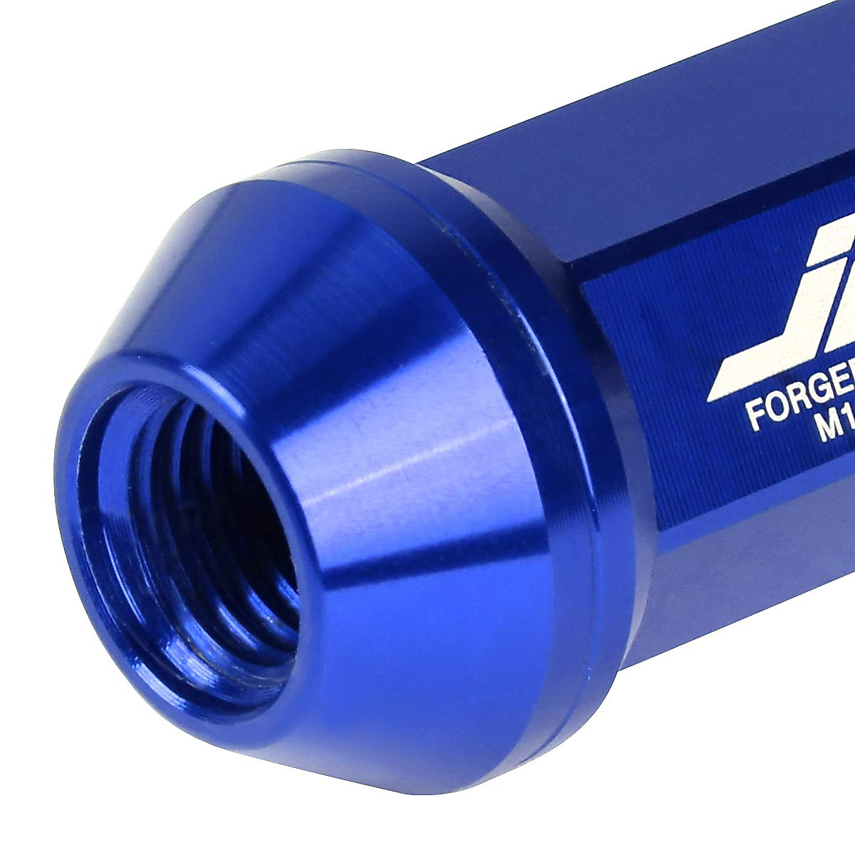 J2 Engineering 7075 Aluminum Blue M12 x 1.5 20Pcs L: 50mm Close-End Lug Nut w/Adapter