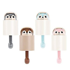 4Pcs Cute Cartoon Creative Squirrel Small Keychain Hooks ,Kids Cute Hooks Coat Wall Hooks , Adhesive Shower Towel Hooks , Hat Key Hooks ,Squirrel Wall Hook for Decoration