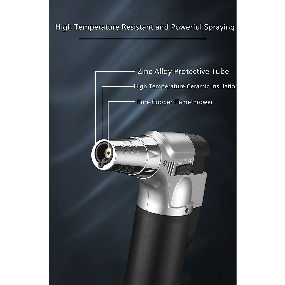 Hovico Butane Torch,Professional Culinary Blow Torch Lighter with Safety Lock,Refillable Kitchen Torch Lighter,for BBQ, Creme Brulee, Baking, Crafts (Butane Gas Not Included)