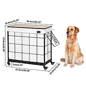 Laundry Hamper with Heavy Duty Caster Wheels; 3 Sections Clothes Hamper with Lid; 132L Laundry Basket with Removable Liner Bag; Laundry Sorter with Metal Handle (White)