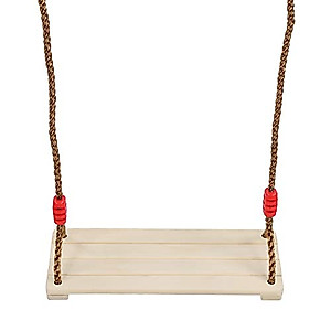 BORDSTRACT Hanging Wooden Swings for Kids and Adults, 150kg Load, Swing Seat with Adjustable Ropes for Playground Backyard Swing Set Accessories Replacement