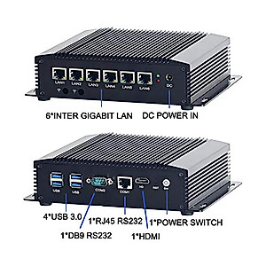 Whiskey Lake I5 8265U Industrial Firewall Micro Appliance, Router PC, Fanless PC with 8G RAM 256G SSD, AES-NI, 6 RJ45 Port, HDMI USB3.0 COM,Compatible with pfsense OPNsense LEDE ESXI Openwrt
