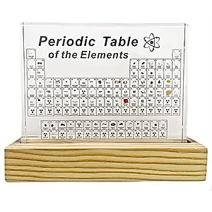 LANGYA Periodic Table with Real Elements Inside,Rich in Real 83 Chemical Elements,Free Wooden Base,Acrylic Periodic Table 6 * 4.5 * 0.8 inch