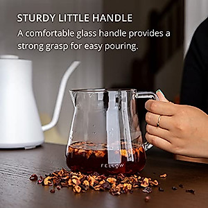 Fellow Mighty Small Glass Carafe - Manual Pour Over Coffee Beaker and Tea Steeper, Borosilicate Glass Decanter, 16.9 oz Clear Container