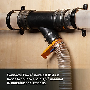 POWERTEC 70190V 4-Inch by 2-1/2-Inch Y-Fitting Dust Collection Hose Connector, 1 PK