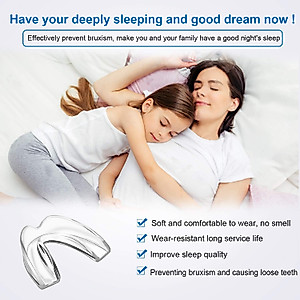 4 Pack Kids Mouth Guard for Grinding Teeth, Night Sleep Teeth Guards, Eliminates TMJ & Teeth Clenching, Stops Bruxism, Teeth Whitening Tray, Sport Athletic Mouth Guard (Kid Size only fit for Kids)