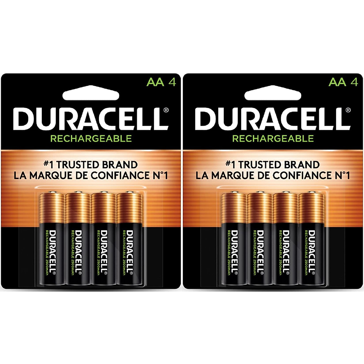 Duracell Rechargeable AA NiMH Batteries, MIGNON/HR6/DC1500, 2450mAh, 8-Count Package