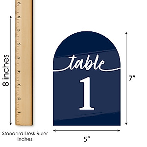 Big Dot of Happiness Navy Blue Elegantly Simple - Wedding Receptions, Parties or Events Double-Sided 5 x 7 inches Cards - Table Numbers - 1-20