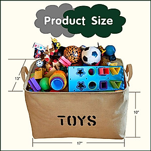 Youdepot Toy Storage Organizer Toy Box Toy Bin Jute Toy Storage Collapsible Sturdy Storage Bins - for organizing Kids Toys, Baby Clothing, Children Books,Nursery, Playroom.