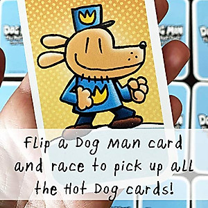 University Games Dog Man The Hot Dog Card Game for Ages 5 and Up, 2 to 4 Players Based on The Dog Man Books by Dav Pilkey (07011), Yellow