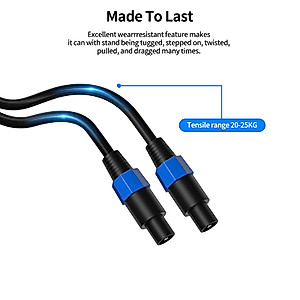 Wdpqyy 2-Pack 10 Feet Audio Speakon to Speakon Cable, Professional 12AWG Guage Wire Audio Speaker Cable with Twist Lock