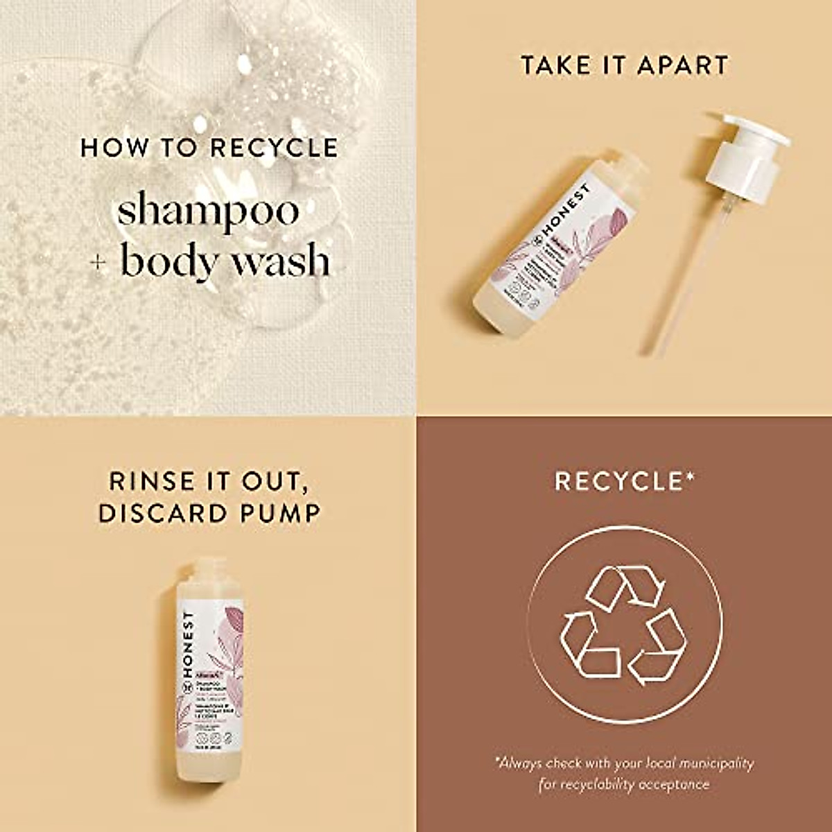 The Honest Company 2-in-1 Cleansing Shampoo + Body Wash and Face Lotion Bundle | Gentle for Baby | Naturally Derived | Sweet Almond Nourish, 18.5 fl oz