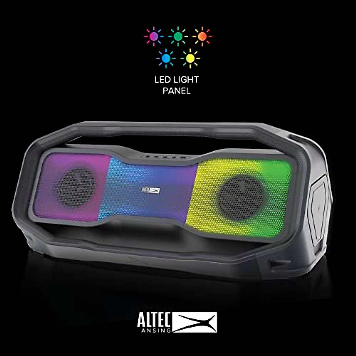 Altec Lansing Rockbox XL 2.0 Portable Bluetooth Wireless Speakers with Led Lights, IP67 Waterproof and Durable for Outdoor, 20 Hours Battery with App Control