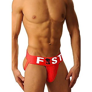 FIST LOGO JOCK • Multicolor Handmade Rare Jockstrap Baseball Sportsjocks Fisting Army, Biker Athletic SupporterM Red