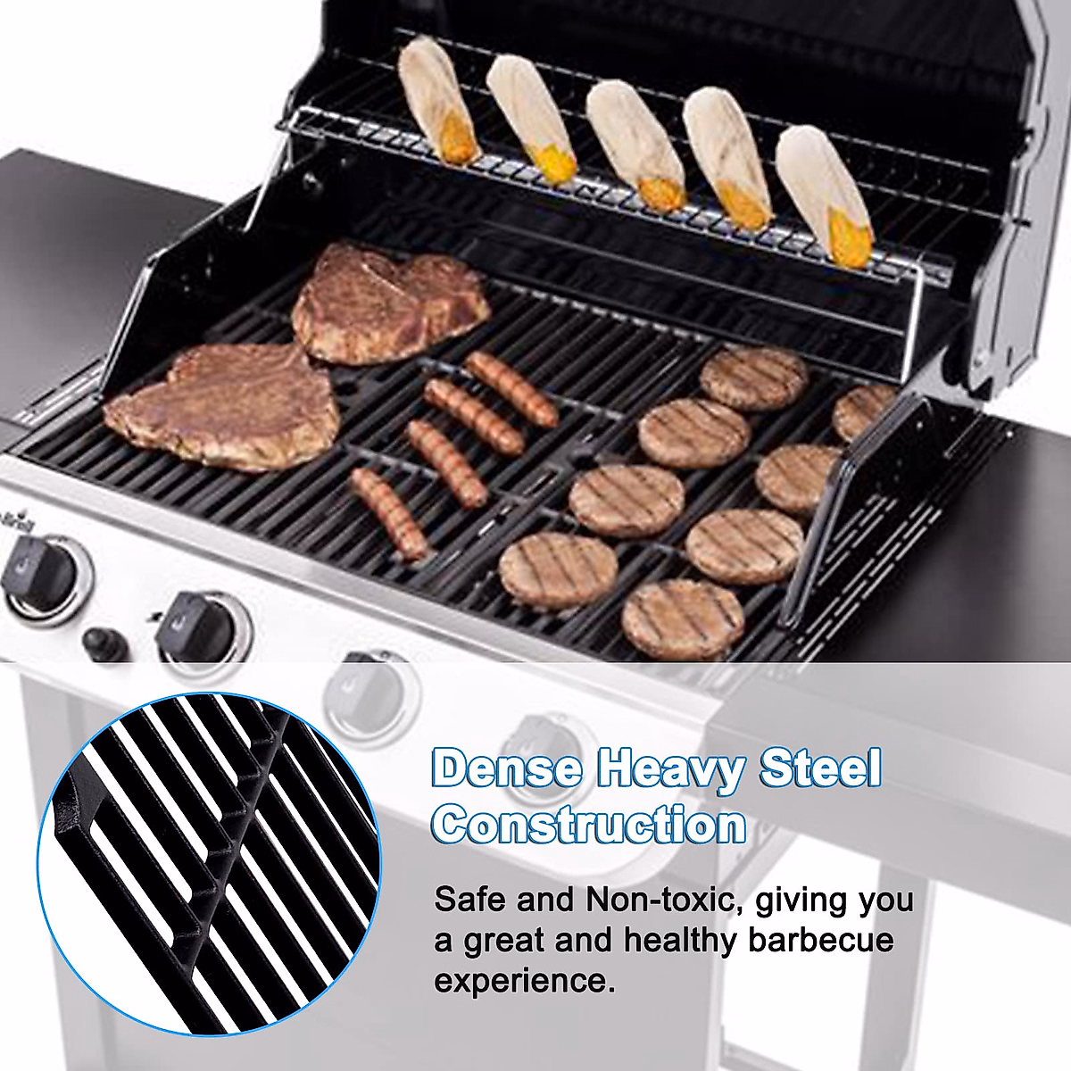 Adviace 18 Inches Grill Grates Replacement for Charbroil Performance 463377319, 463376419, 463376519, 463376319, Cast Iron Cooking Grid Grates for Char-Broil G470-0002-W1, G470-0003-W1, G321-0005-W1.