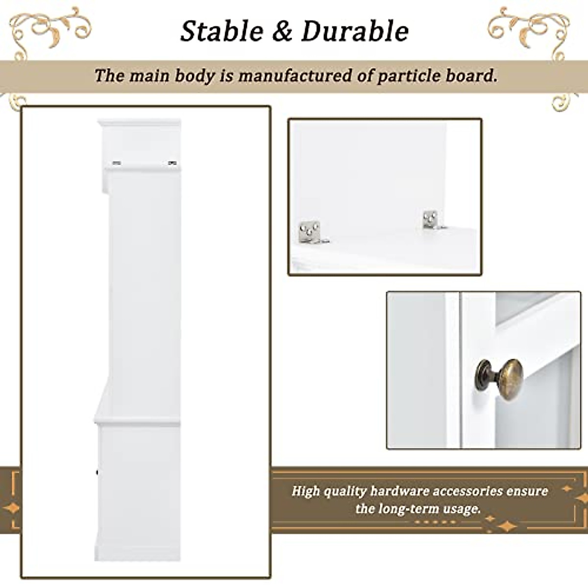 YISUYA Minimalism Style Entertainment Wall Unit with Bridge, TV Stand, Modern TV Console Table for TVs Up to 70”, Multifunctional TV Stand with Tempered Glass Door, Multifunctional TV Stand, White