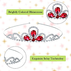 Haull 16 Pieces Girls Colorful Crystal Rhinestone Tiara Headband Princess Crown for Birthday Parties, Hair Styling, School Activities, Festival Celebrations