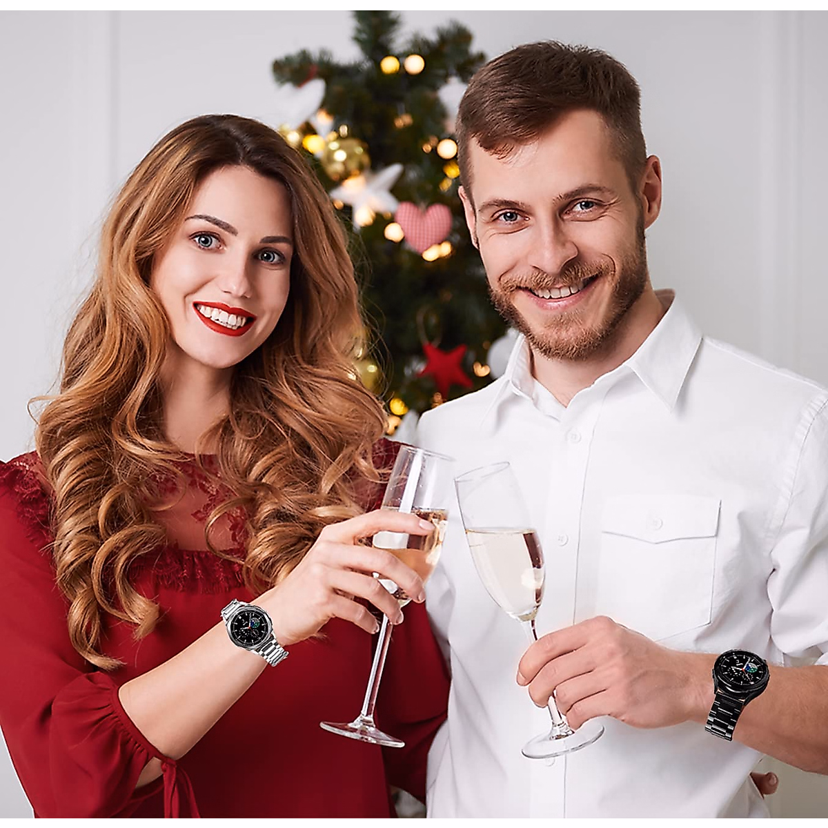 Olytop Galaxy Watch 4/6/7 Classic 47mm 46mm 43mm 42mm/5 Pro 45mm Bands, Samsung Galaxy Watch 7/FE/6/5/4 Bands 44mm 40mm, 20mm Metal Stainless Steel Replacement Wristband Strap for Men Women, Black