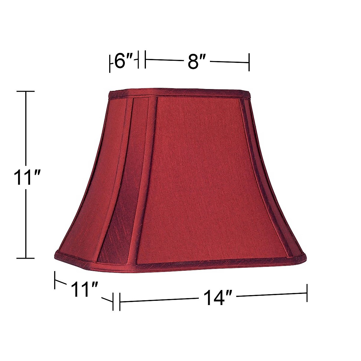 Set of 2 Cut-Corner Rectangular Lamp Shades Red Medium 8" Wide x 6" Deep at Top and 14" Wide x 11" Deep at Bottom and 11" High Spider with Replacement Harp and Finial Fitting - Springcrest