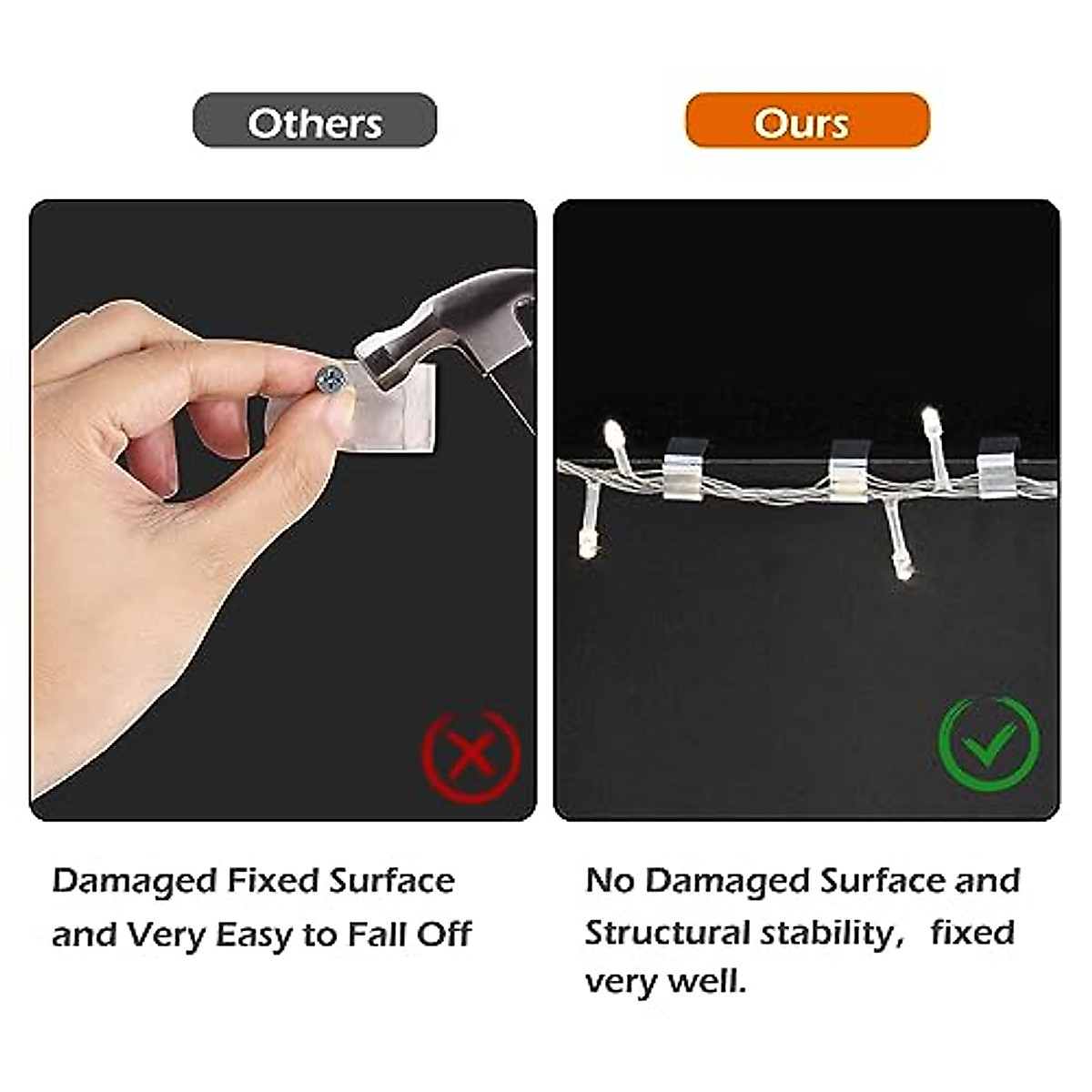 Emsiok 150PCS Metal Christmas Light Gutter Hooks, Galvanized Manganese Steel, Ideal for Outdoor String Lights