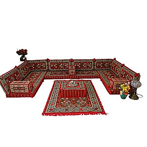 Arabic U Shaped Floor Sofa, Arabic Floor Seating, Arabic Majlis Sofa, Arabic Couches, Arabic Living Room Furniture