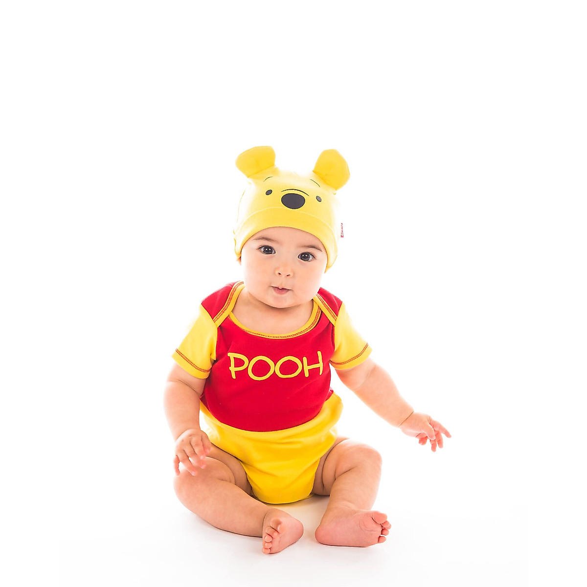 Disney Boys' Winnie the Pooh Bodysuit with Cap Set, Yellow, 0/3M