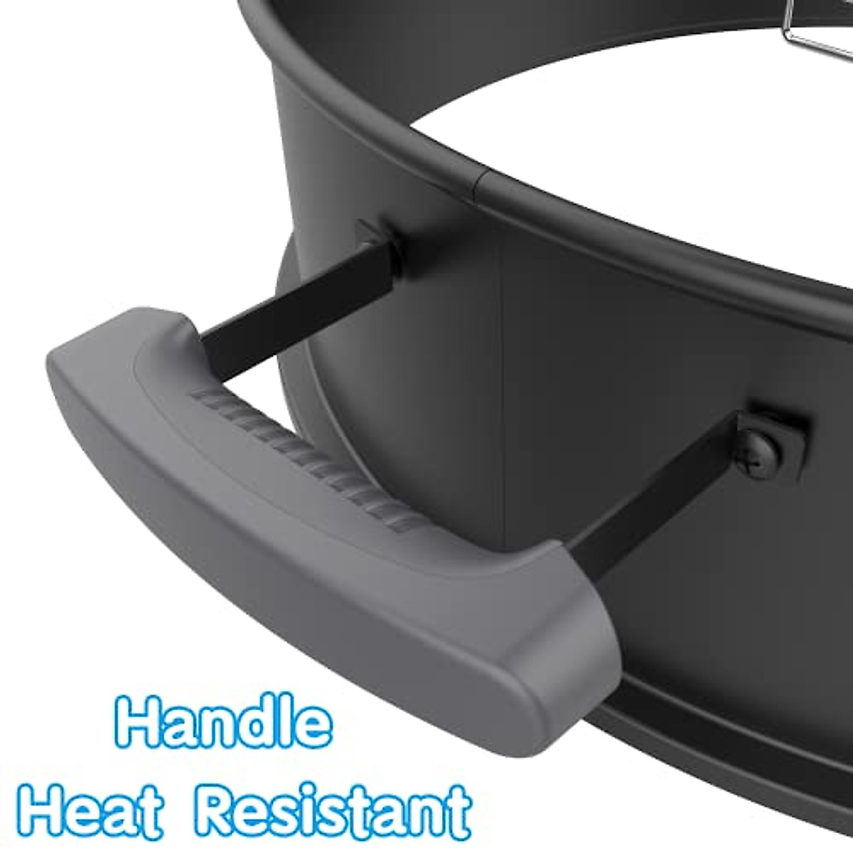 Kettle Grill Rotisserie Kit for 22-Inch Kettle Charcoal Grills as Weber/Napoleon/Kingsford, Black Powder Coated Steel Universal Kettle Grill Accessory w/Rotisserie Ring, Tool Holder, Meat Forks