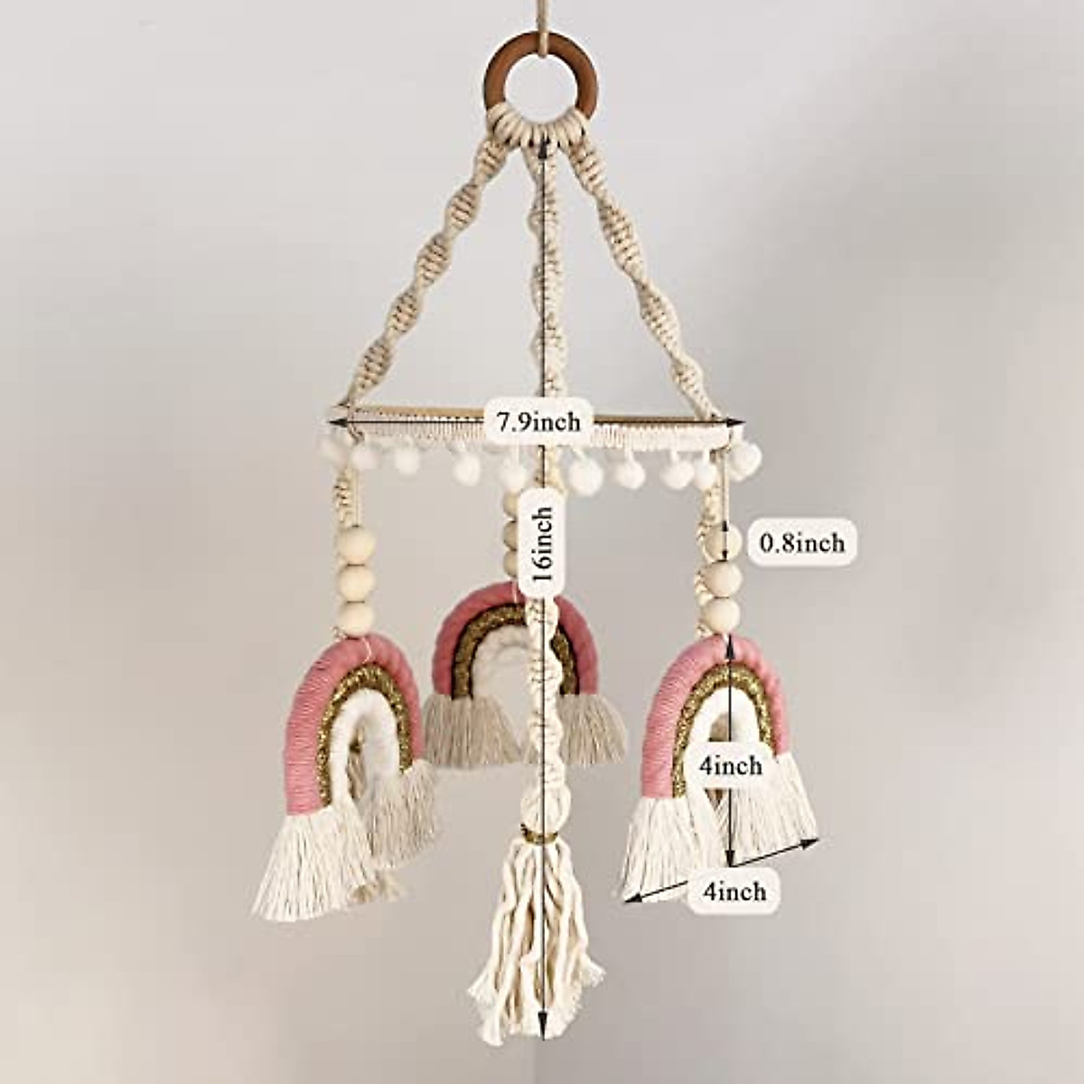 Baby Crib Mobile Macrame Rainbow Baby Mobile, Baby Crib Mobile for Girls, Neutral Nursery Mobile, Ceiling Mobile. Handmade Boho Rainbow Mobile Hanging, Nursery Decor, Baby Shower