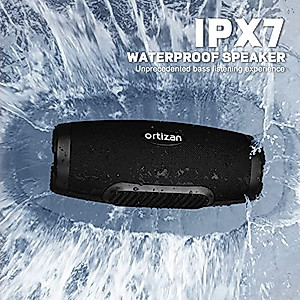 Ortizan Bluetooth Speakers Loud, 100W Powerful Sound and Monstrous Bass, IPX7 Waterproof/18H Playtime/Power Bank/True Wireless Stereo/LED Lights/Preset EQ, Portable Outdoor Speaker for Party, Camping