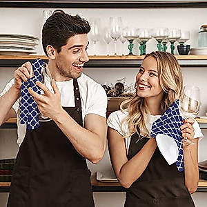 Curdesi Hand Towels for Bathroom, Navy Blue Quatrefoil Hand Bath Towel Soft Absorbent Microfiber Kitchen Dish Towels 12 x 12inches