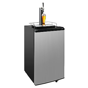 3.4 Cu.Ft. Kegerator, Keg Beer Cooler for Beer Dispensing with 4 Casters, CO2 Cylinder, Temperature Control, Drip Tray, Black Stainless Steel