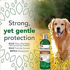 Vet’s Best Flea & Tick Advanced Strength Dog Shampoo - Dog Flea and Tick Treatment - Plant-Based Formula - Certified Natural Oils - 12 oz