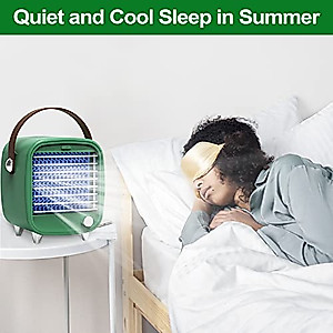 Mini Portable Air Conditioner, Personal Desk Air Conditioner Pure Chill Evaporative, Stepless Speed Control and Night Light, Small Air Conditioner for Bedroom Office Desktop -Green