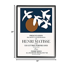 Stupell Industries Historic Matisse Birds Flying Sun Collage Flyer, Design by Ros Ruseva Blue 16 x 20
