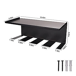 Drill Storage Rack Metal Tool Organizer Power Tool Holder Steel Rack With 4 Drill Charging Slots Tool Storage Organizer Garage Charging Station Hanging Wall Mount, Holds Drills, Batteries, Accessories