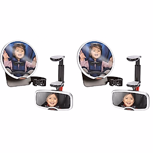 Diono Baby Car Mirror 4 Pack, Includes Safety Car Seat Mirror for Rear Facing Infant & See Me Too Rear View Baby Mirror Both Fully Adjustable with Wide Crystal Clear View, Shatterproof,