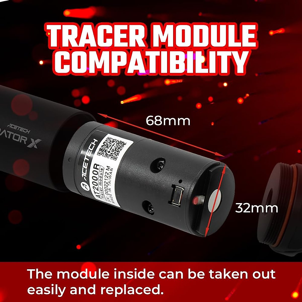 ACETECH Airsoft Riffle Tracer Unit Predator X with AT2000RII Module Glow in The Dark Green/Red BB LED Beam Lighting Effect (Modle X)