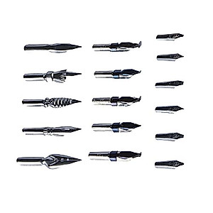 AIVN Calligraphy Pen - Antique Feather Quill with 17 nibs - Writing Case with Black Ink