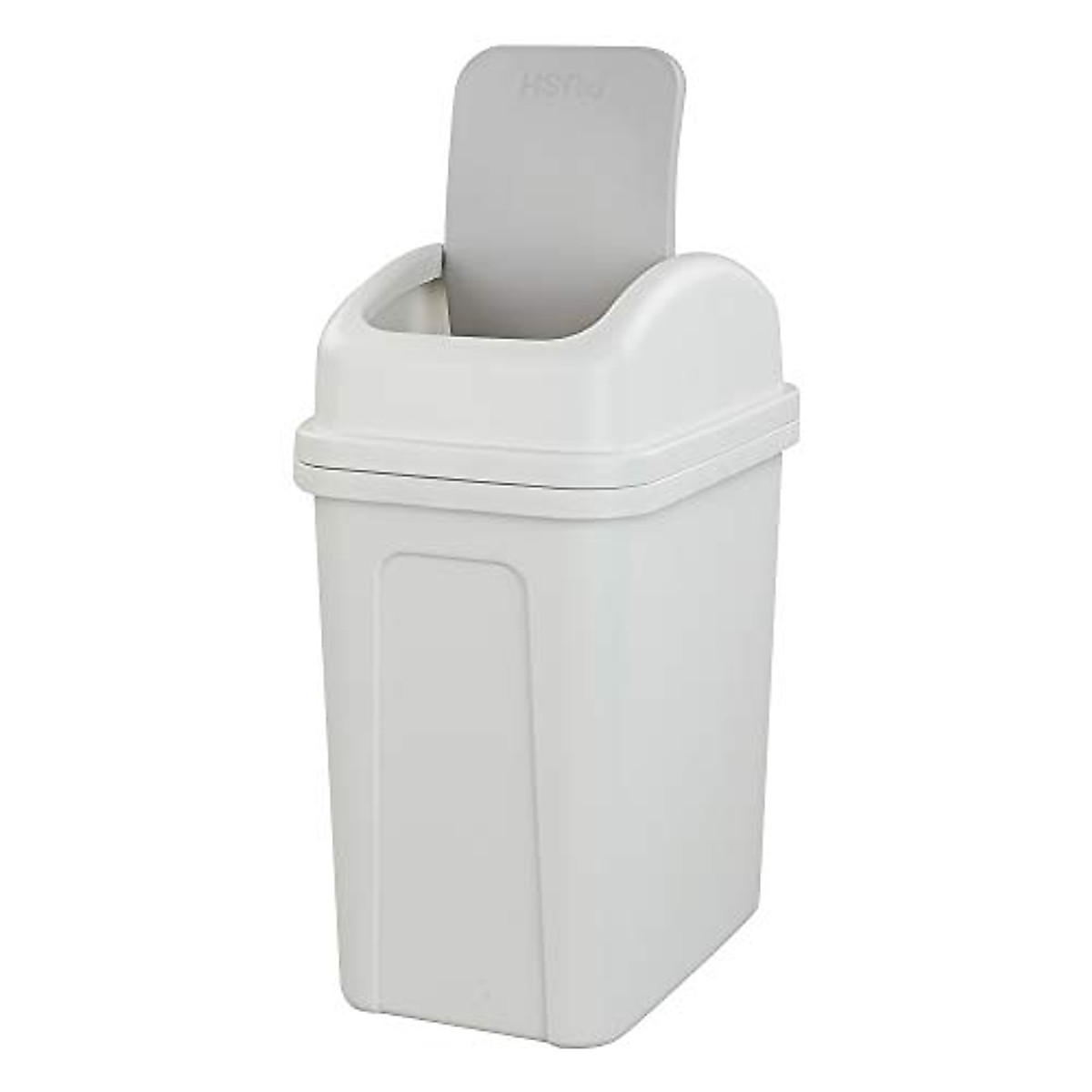 Asking 1.8 Gallon Small Trash Can with Swing-top Lid, Plastic Garbage Bin, Grey