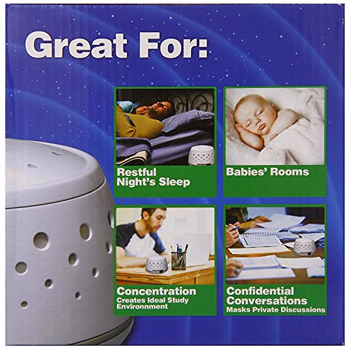 White Noise Sound Machine - Real Fan Sleep Aid, Noise Cancelling for Office Privacy, Home, Baby & Adults - Portable, Travel Friendly Sleep Machine
