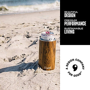 S'well Stainless Steel Chiller Triple-Layered Vacuum-Insulated Keeps Drinks Cool and Hot for Longer-Dishwasher-Safe BPA-Free for Travel, 16-19oz Cans and Bottles, Teakwood