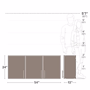 Prepac Elite 3-Door Wall Cabinet/Pantry Storage Cabinet | White, 54W x 24H x 12D | Versatile Garage Wall Cabinet by Prepac