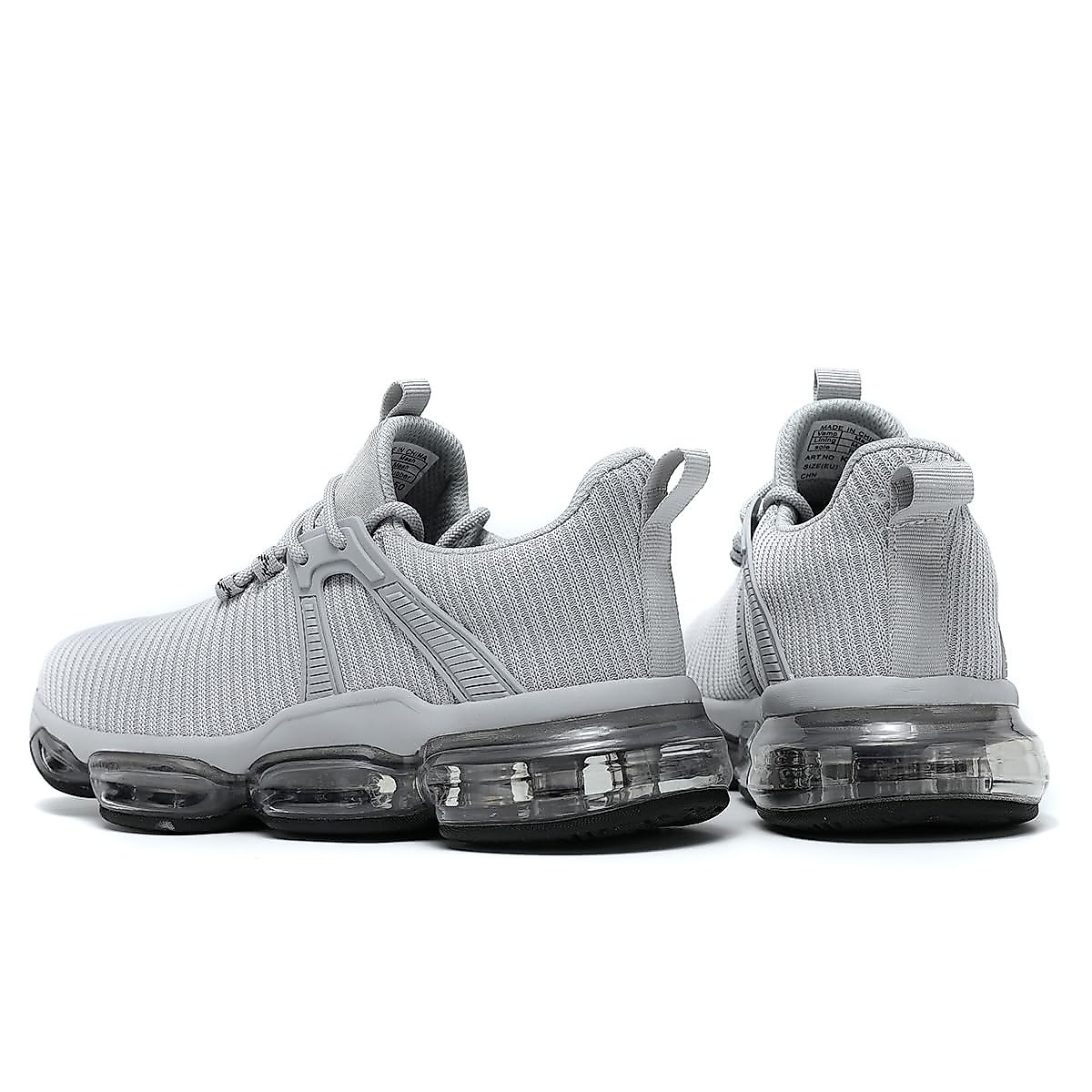 Mens Running Shoes Air Cushion Walking Basketball Sneakers Fashion Tennis Breathable Sport Gym Fitness Cross Trainers Black/Grey