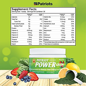 Patriot Power Greens: 40+ Fruits & Vegetables, Organic Superfood Dietary Supplement, 30 Servings
