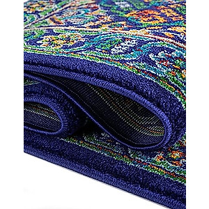 Unique Loom Calypso Collection Area Rug - Trinidad (4' x 6' Rectangle, Navy Blue/ Green)