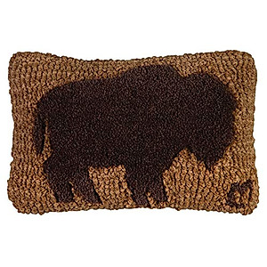 Chandler 4 Corners Artist-Designed Buffalo Hand-Hooked Wool Decorative Throw Pillow (8” x 12”)