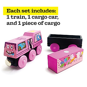 ZANY TRAINS Series 1 - Wooden Train Set with Cargo - Compatible with All Wooden Train Sets - Wooden Train Cars (Sugar Rush Susie)