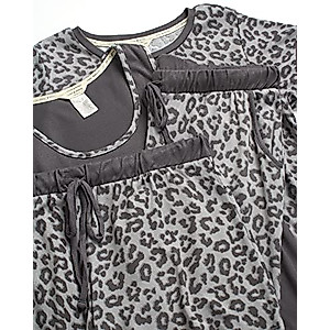 Lucky Brand Women's Pajama Set - 4 Piece Sleep Shirt, Tank Top, Pajama Pants, Lounge Shorts (S-XL), Size Large, Grey